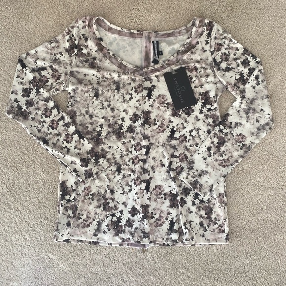 Anatomie | Tops | Nwt Anatomie Floral Long Sleeve Back Zipper Top Size ...